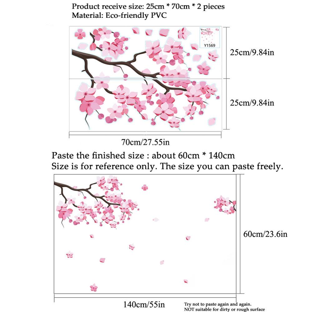 Pink plum blossoms wall sticker living room bedroo... – Grandado