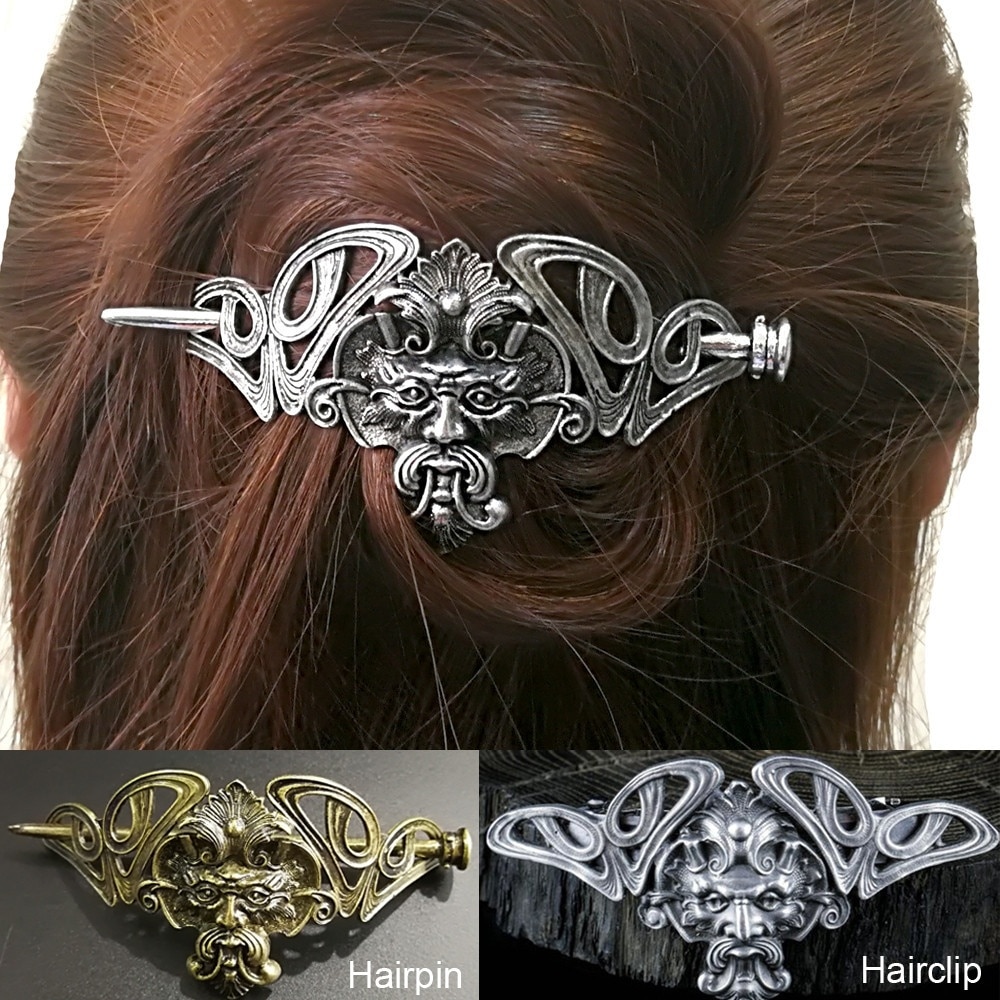 GREEN MAN Tin Haar Broche Art Nouveau Haar Sierade... – Grandado