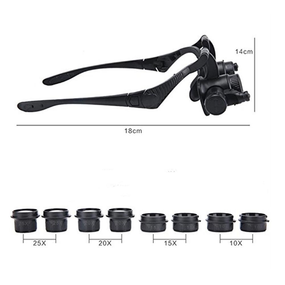 1Pc 10X 15X 20X 25X Vergrootglas Bril met LED voor... – Vicedeal