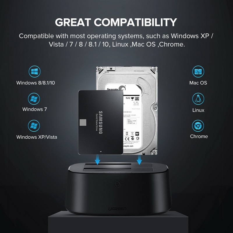 Ugreen HDD Docking Station SATA zu USB 3,0 Adapter... – Vicedeal