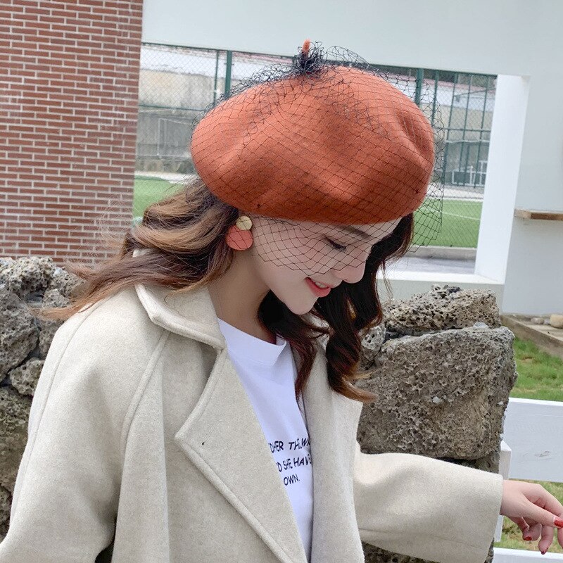 Lace Berets Female Vintage Noble Style Pure Color ... – Grandado