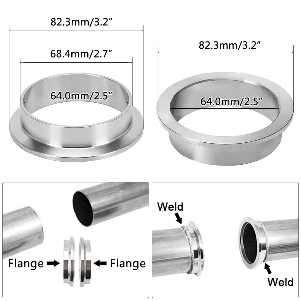 VR - (2PC/LOT) 2.5" V-Band Flange Stainless S... – Grandado