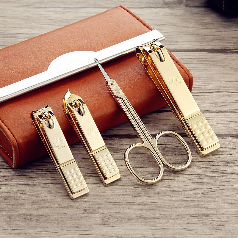 THREE SEVEN 777 Carbon-steel Golden Manicure Set P... – Vicedeal