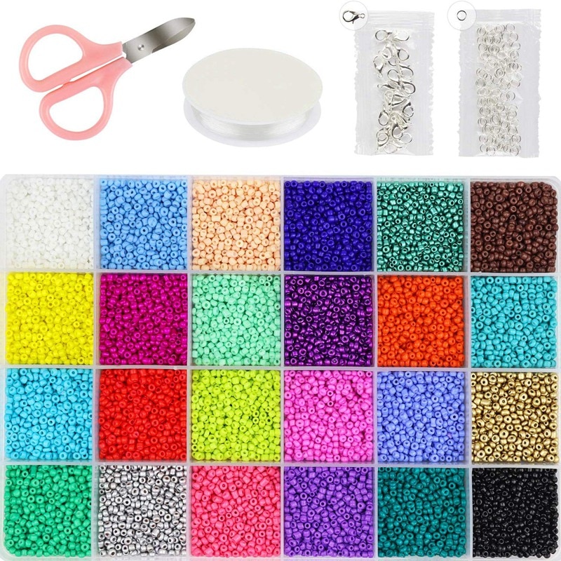 24000 Pcs Glass Seed Beads 2MM Small Beads for Jew... – Vicedeal