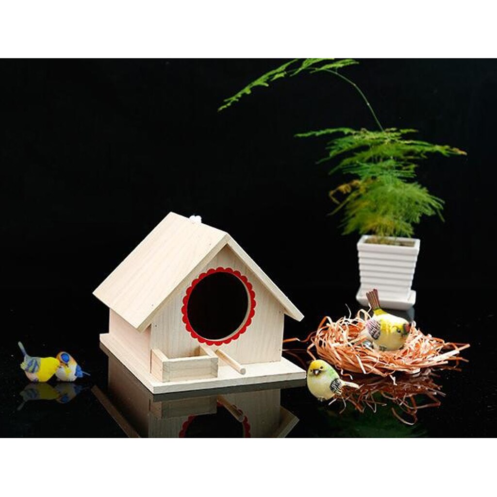 Wooden Wood Hanging Free Standing Bird House Nesti... – Grandado