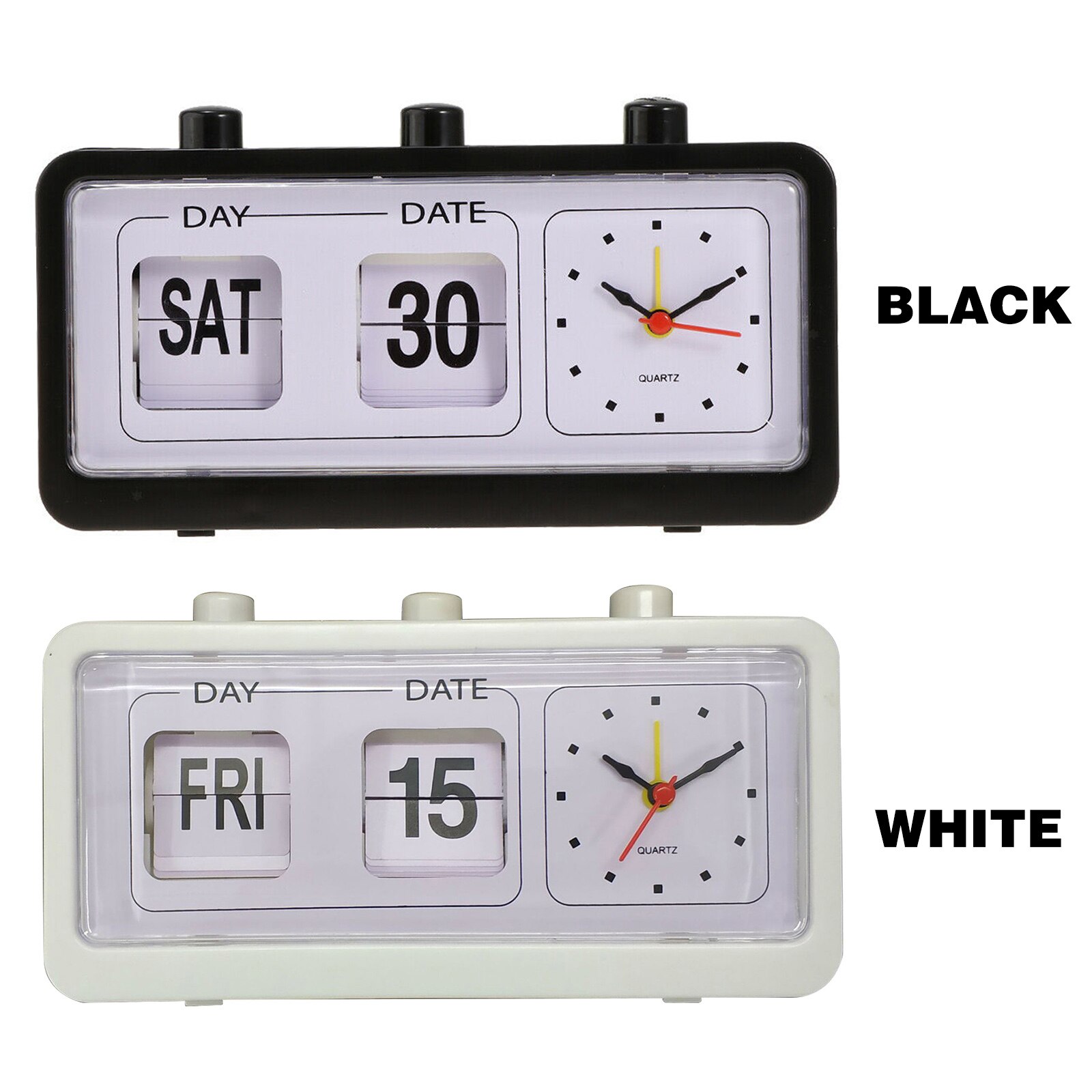 Retro Calendar Flip Clock Bedside Square Clock wit... – Grandado
