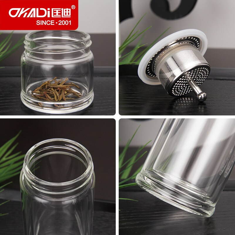 Double Wall Glass Water Bottle Tea Water Separatio... – Grandado