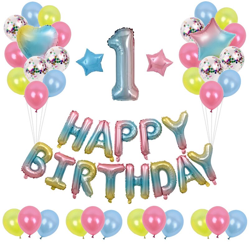 Gradient Balloons Happy Birthday Balloons Rainbow ... – Grandado