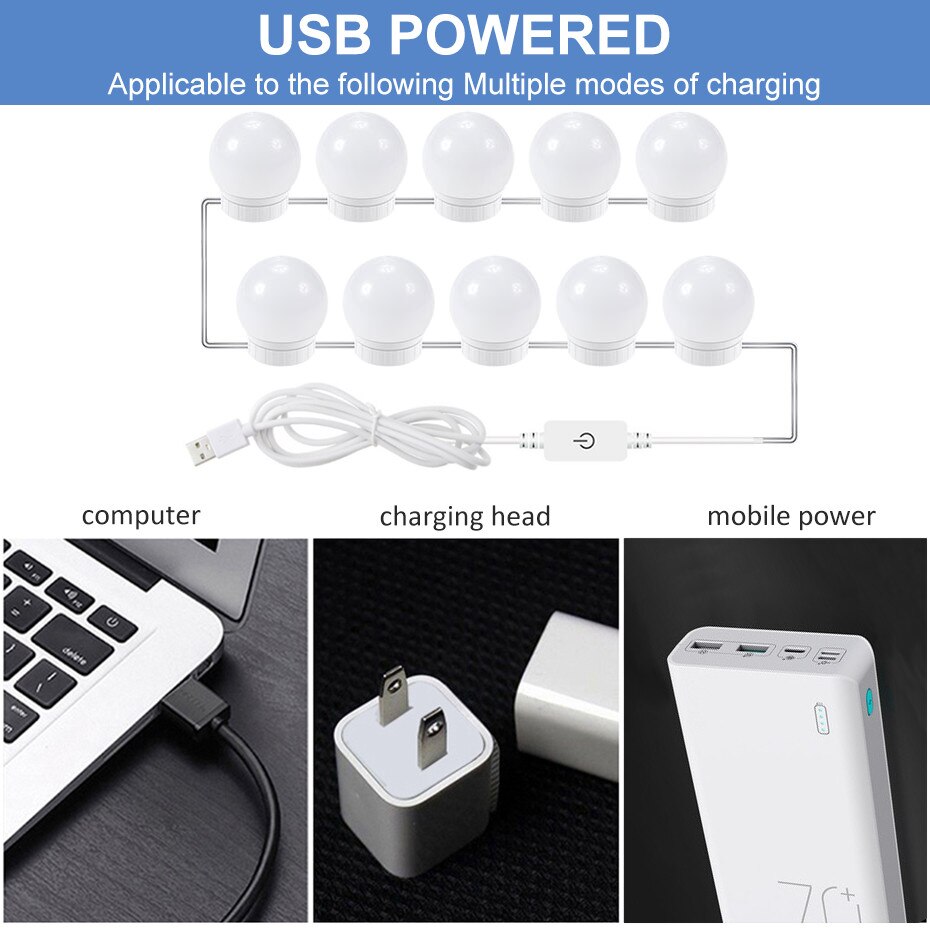 Brightness Adjustable USB Plug 5V Safety Hollywood... – Grandado