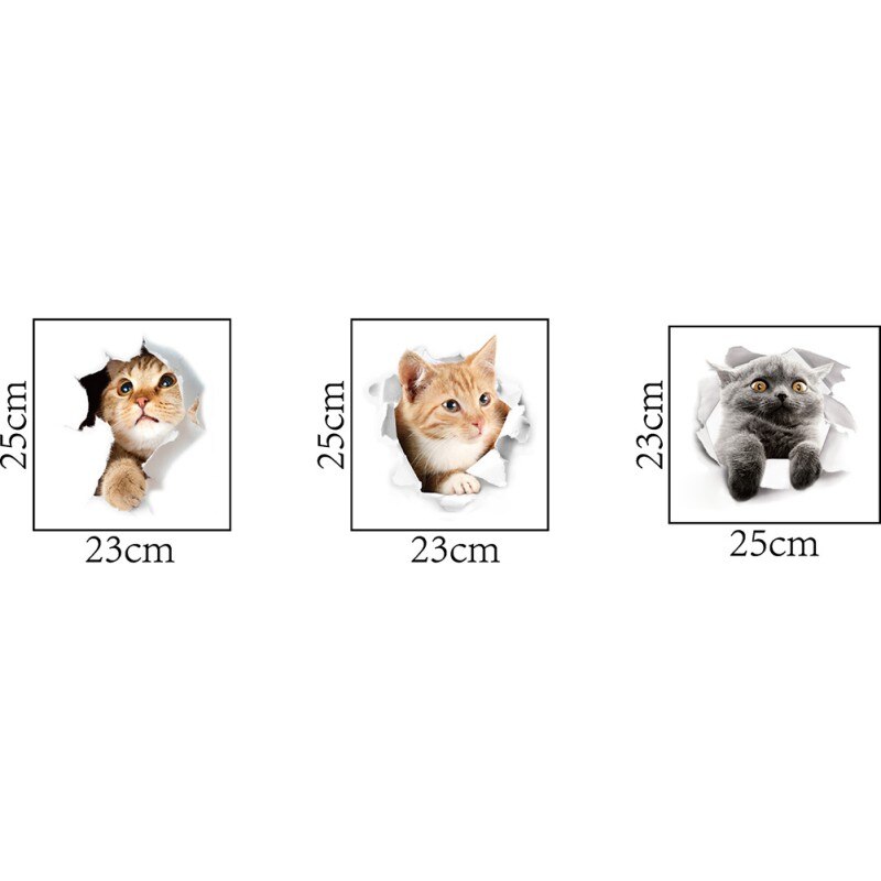 3D Cute Cat Decals Bathroom Toilet Wall Stickers C... – Grandado