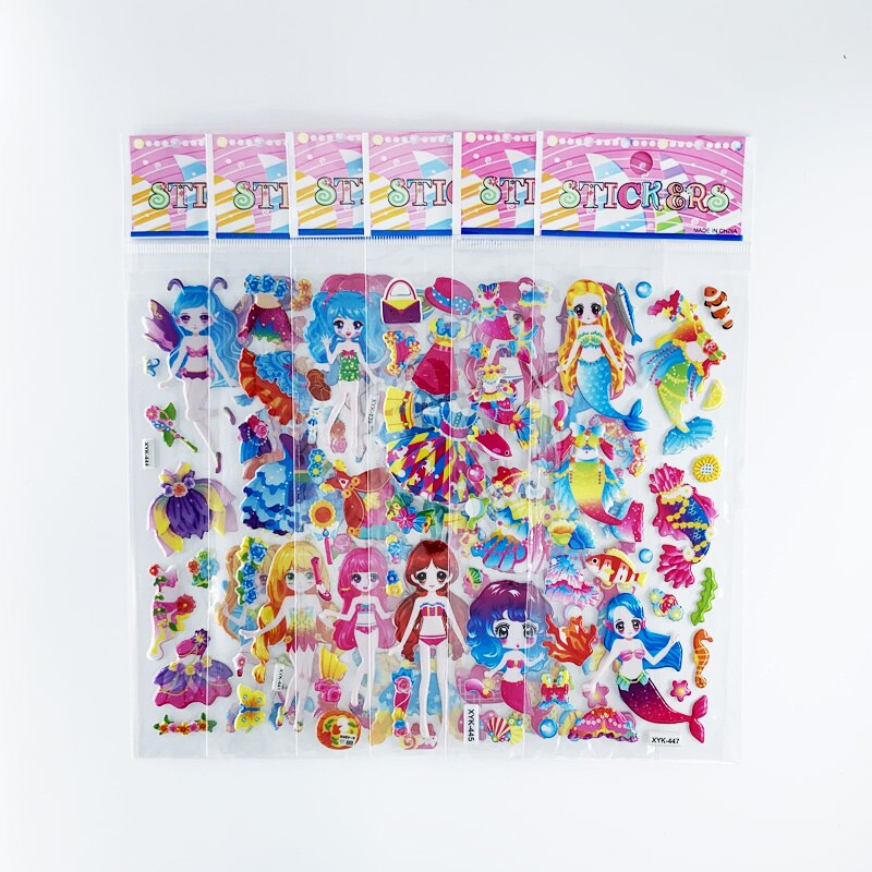 12 sheets cute dress up girl style 3D cartoon stic... – Grandado