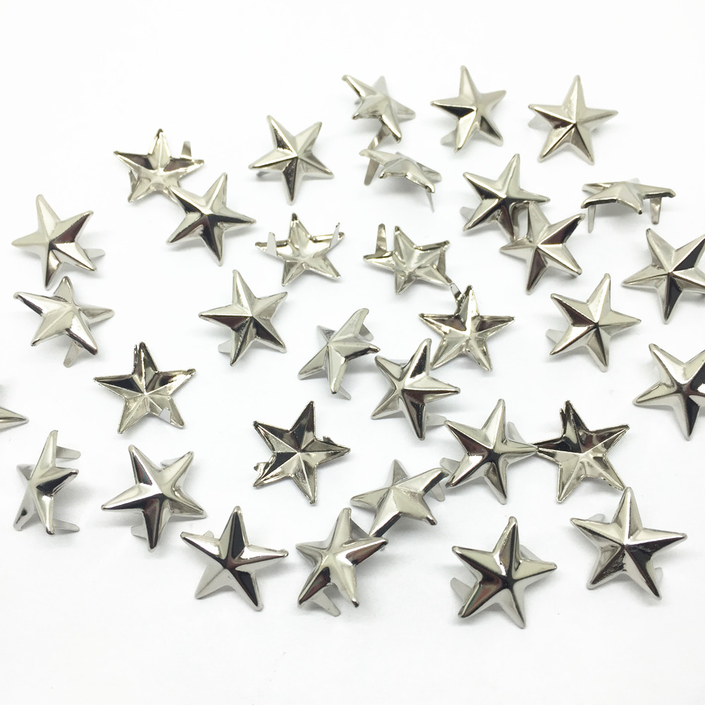 50pcs 15mm Silver Pyramid Spots Christmas Star Riv... – Grandado