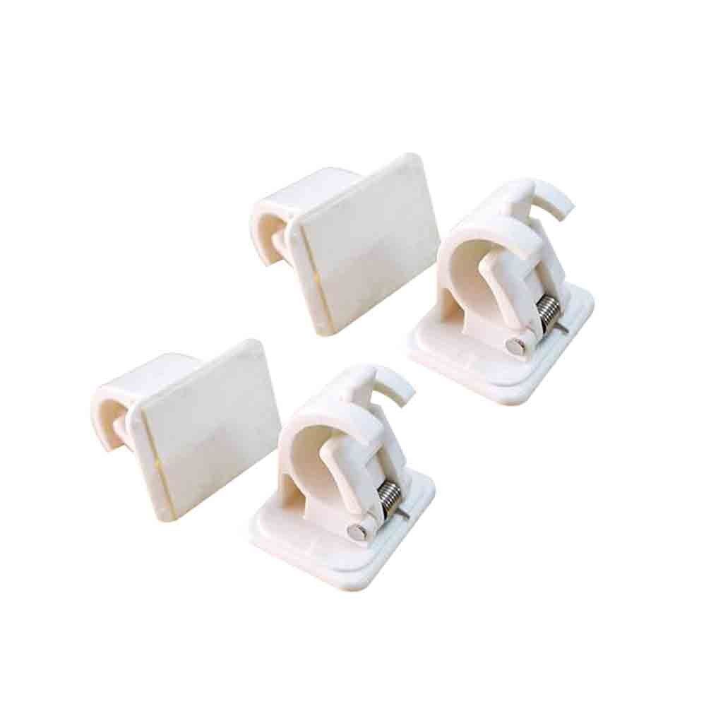 4 Pcs White Hanging Rod Clip Adhesive Wall Curtain... – Grandado