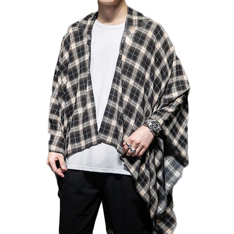 INCERUN Vintage Men Shirt Cloak Plaid Open Stitch ... – Vicedeal