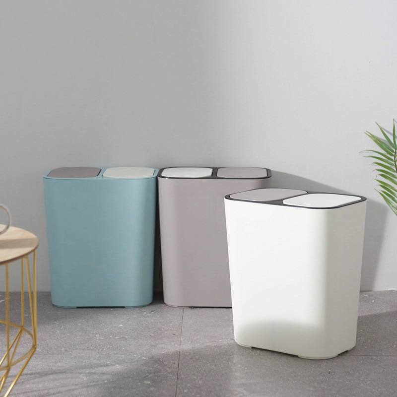 Plastic Push-Button Dual Compartment 12liter Recyc... – Vicedeal