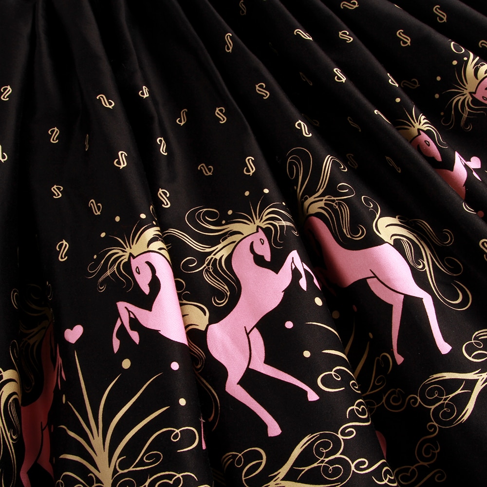 Pink Horse vintage fabric Retro style fabric Calic... – Grandado