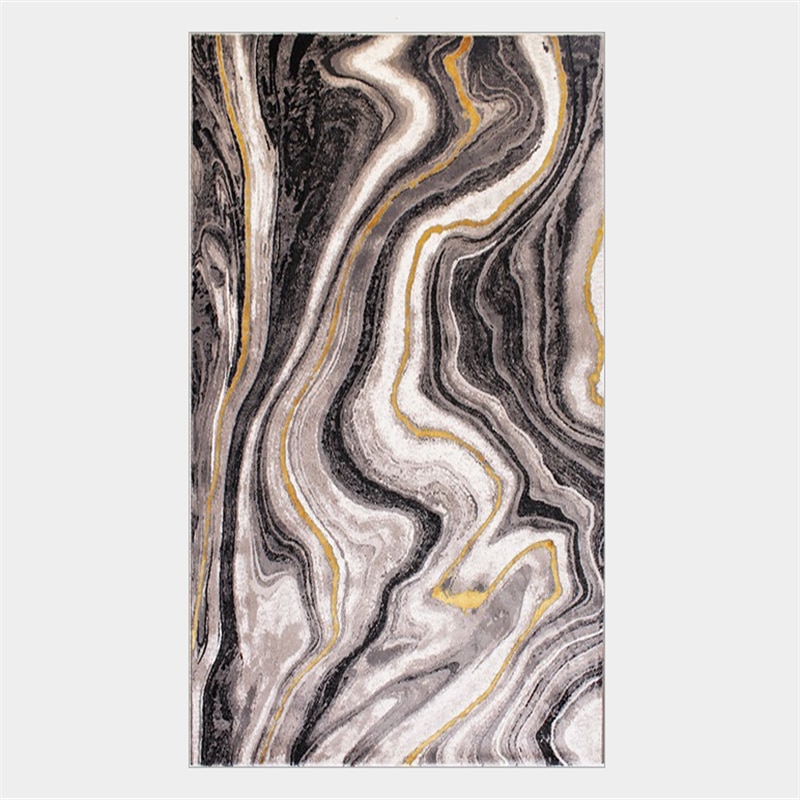 Nordic Abstract Geometric Black Gold Curved Line P... – Grandado