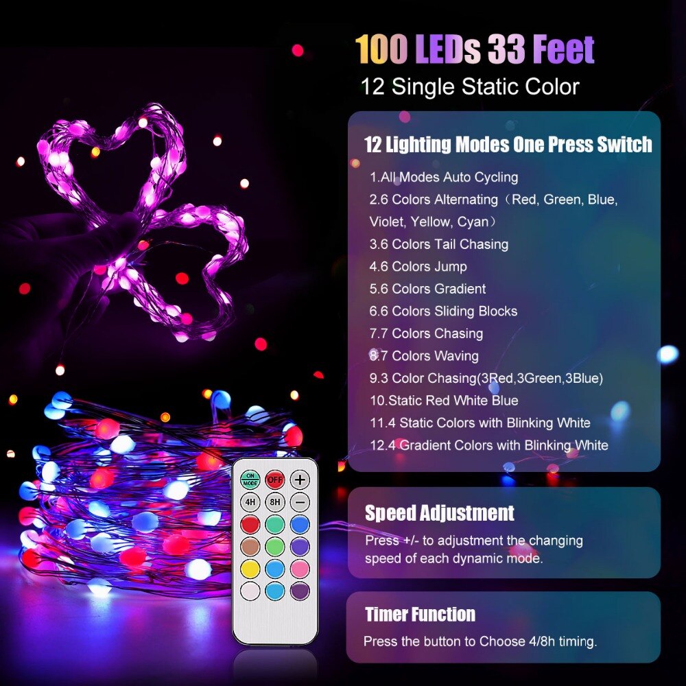 12 Modi Koperdraad String Lights Smart Rgb Kleurri... – Vicedeal