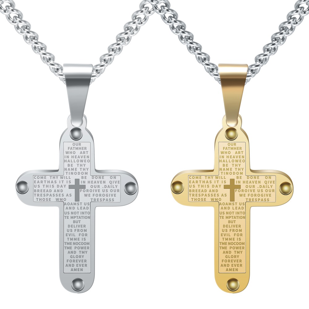 Gold-Color Religion Bible Cross Pendant Necklace S... – Grandado