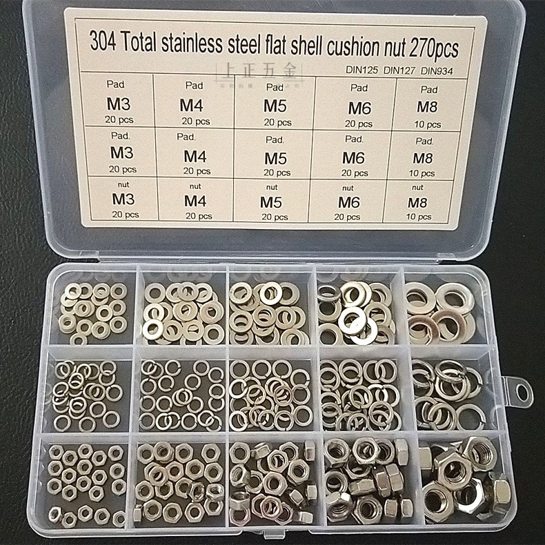 270pcs boxed M3 M4 M5 M6 M8 stainless steel flat p... – Vicedeal