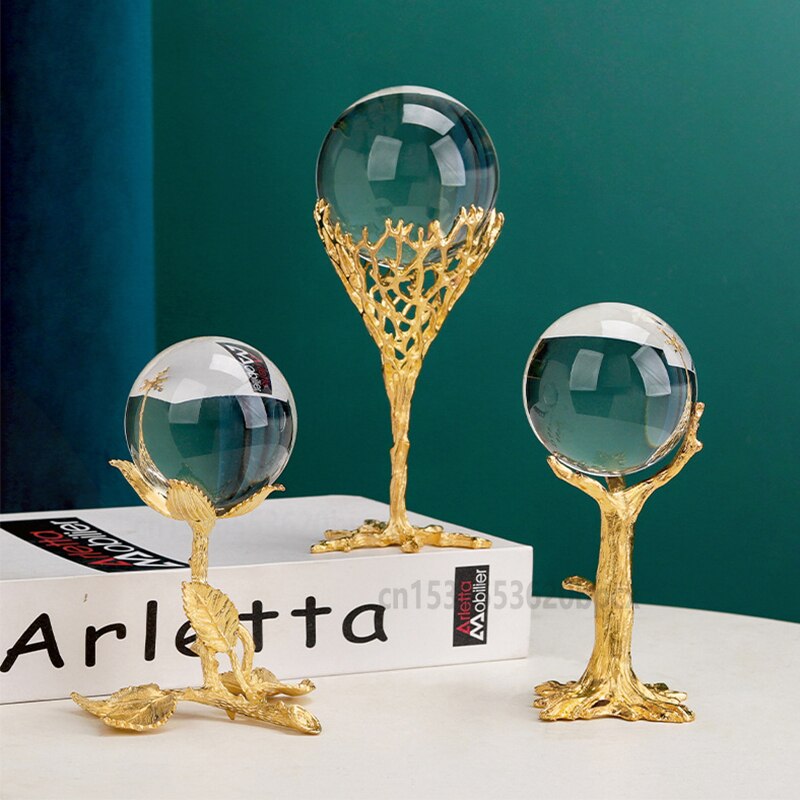 Nordic Light Luxury Metal Crystal Ball Ornament Ho... – Grandado
