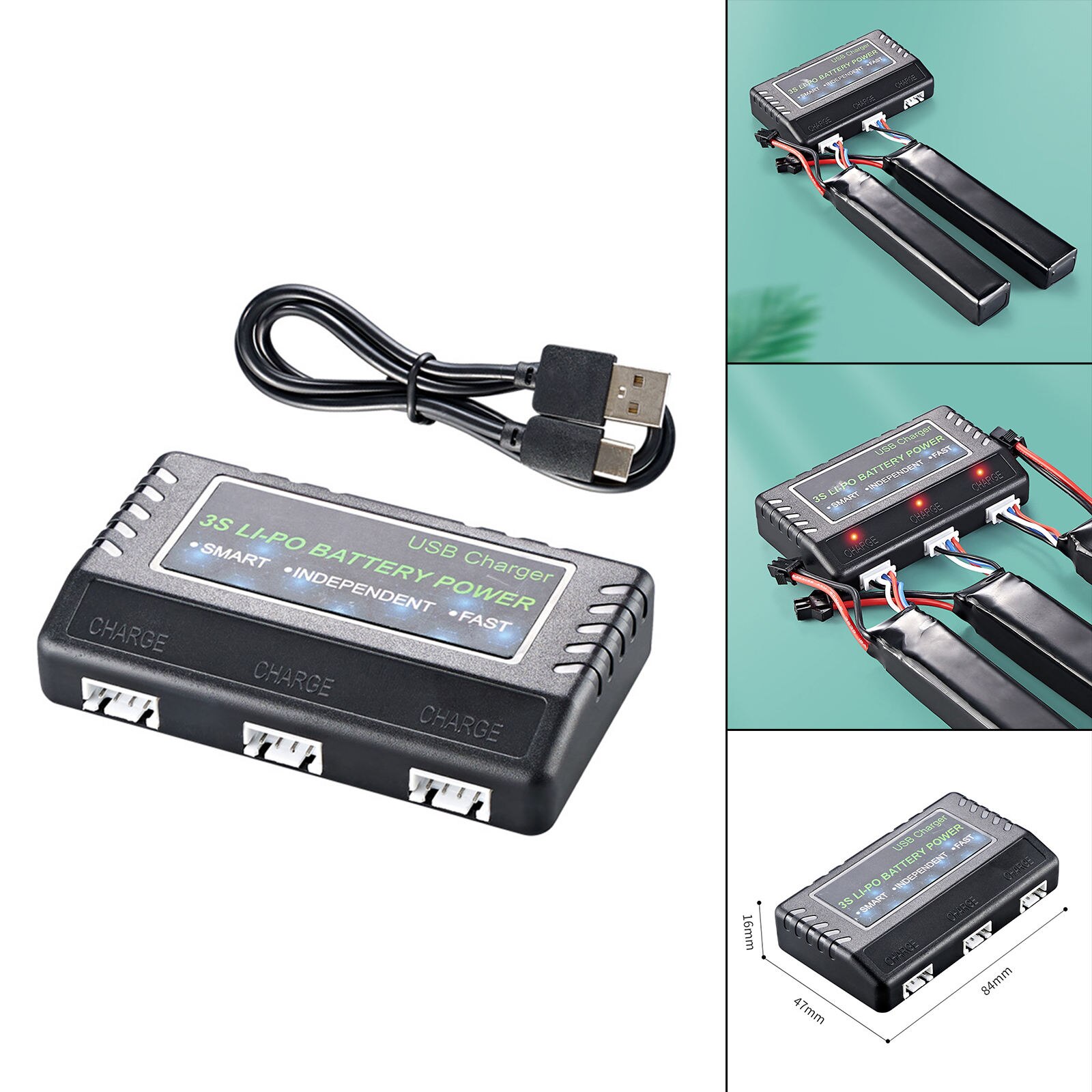 11.1V LI-Po Battery Charger USB 800MA 12.6-12.8V C... – Grandado