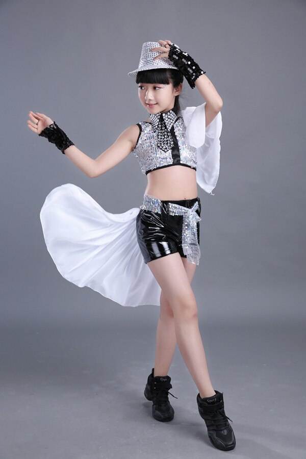 Girls Sequined Modern Jazz Hip Hop Dancewear Tops+... – Grandado