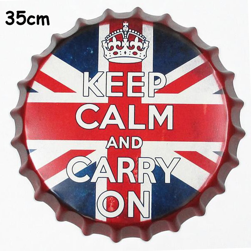 35CM Beer Bottle Cap Beer Retro Plaque Vintage Met... – Grandado