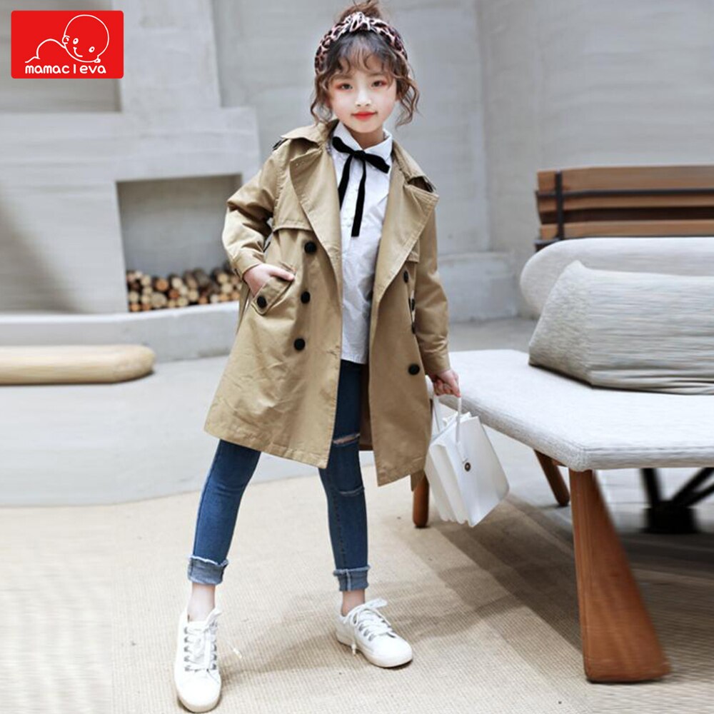 girls autumn spring trench coat double breasted ki... – Grandado