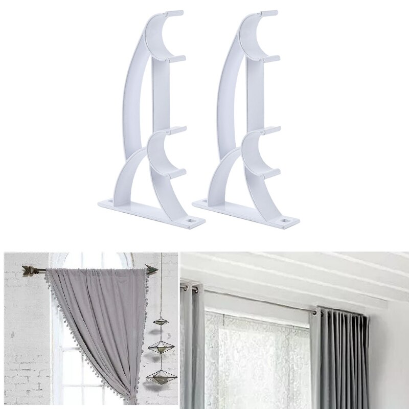 2 PCS Double Curtain Rod Brackets For Rods Aluminu... – Grandado
