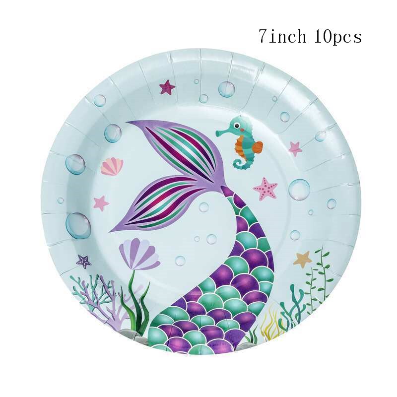 Mermaid Birthday Party Decoration Shell Plate Napk... – Grandado