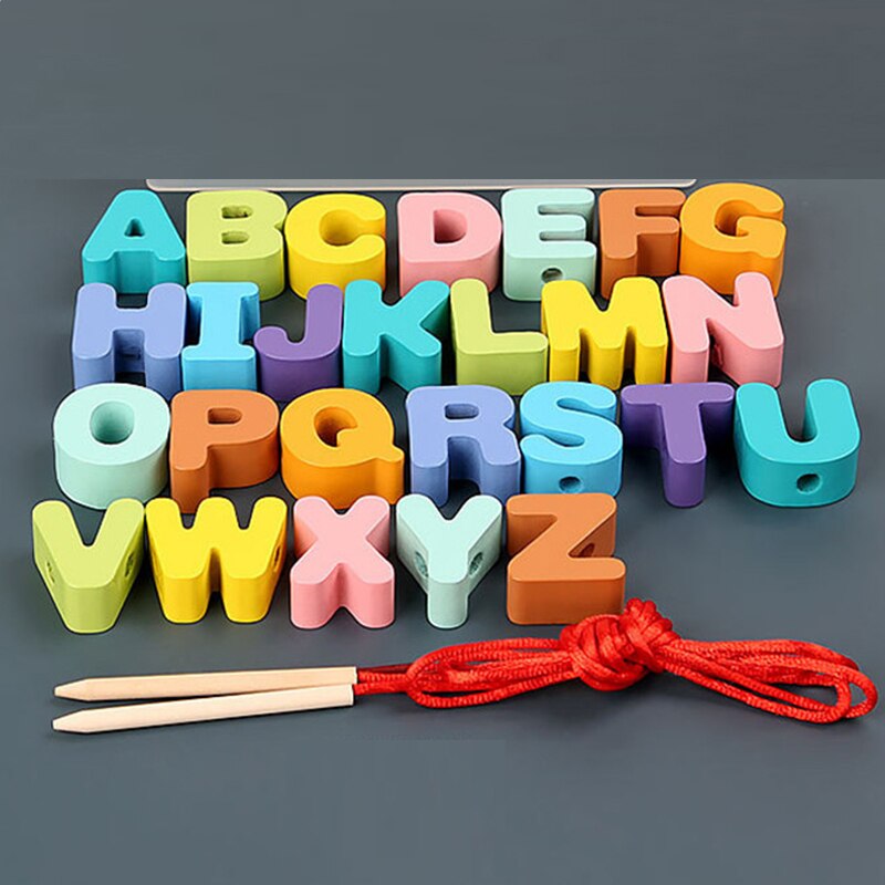 DIY Wooden Number Letter Block Stringing Beaded To... – Grandado