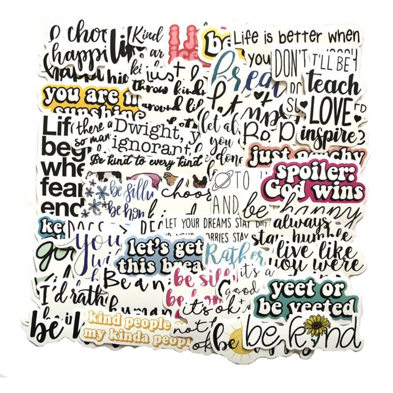 50pcs English Letters Inspirational Quotes Cartoon... – Vicedeal