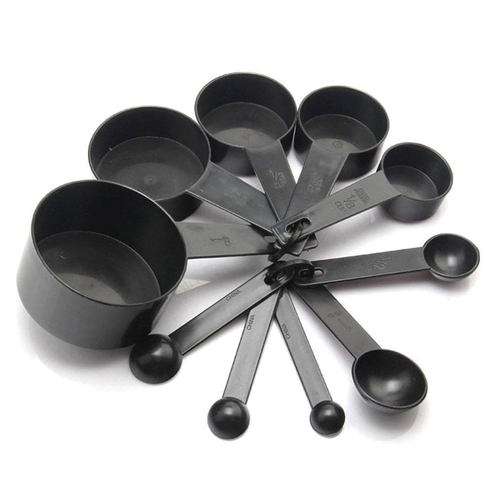 10PC black set plastic measuring spoon plastic mea... – Vicedeal