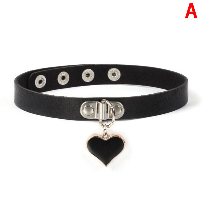 Spike Choker Gothic PU Leather Cross Sun Key Heart... – Vicedeal