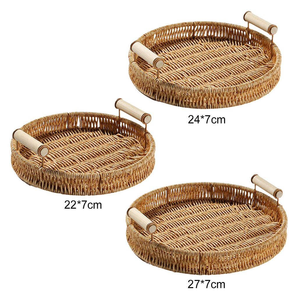 Plateau de rangement en rotin tissé à la main avec... – Grandado