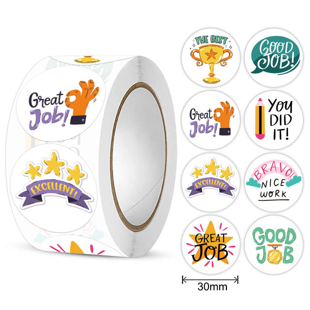 500pcs Cute Reward Stickers Roll with Word Motivat... – Grandado