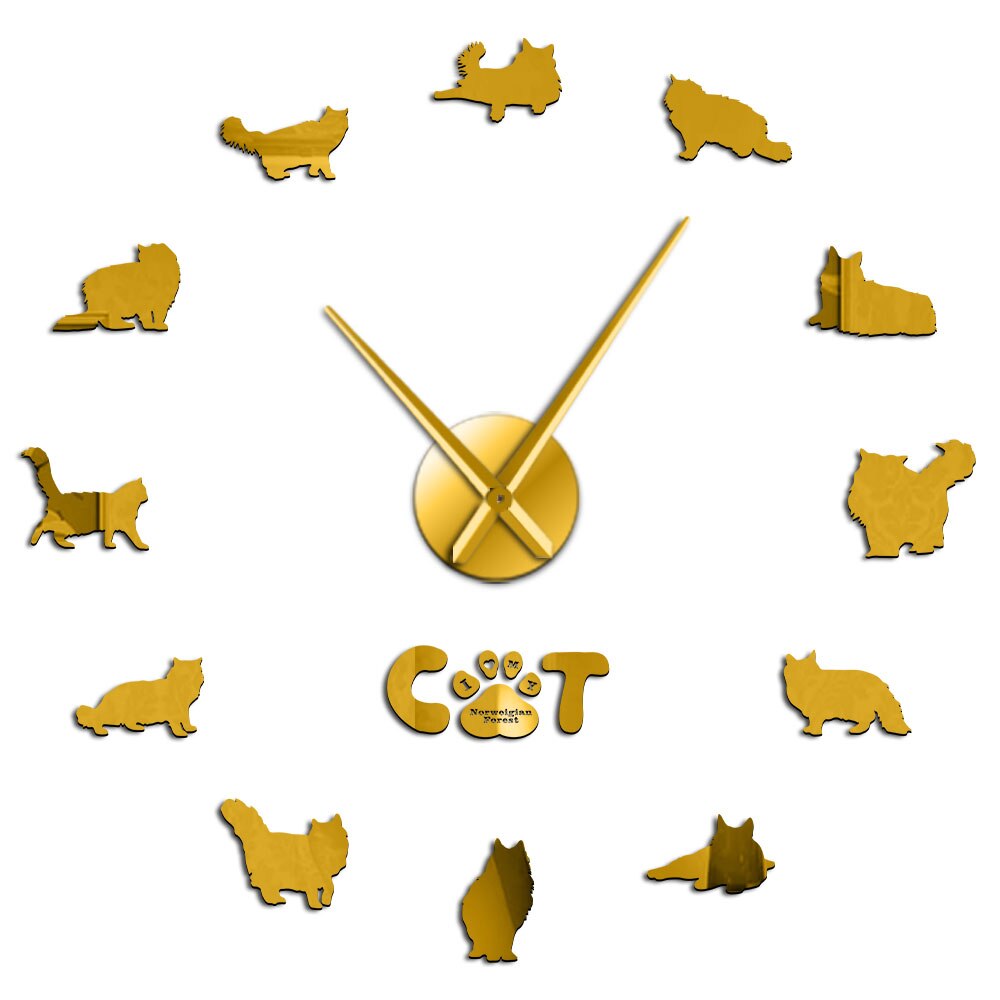 Norweigian Forest Cat Silent Quartz 3D Wall Clock ... – Vicedeal