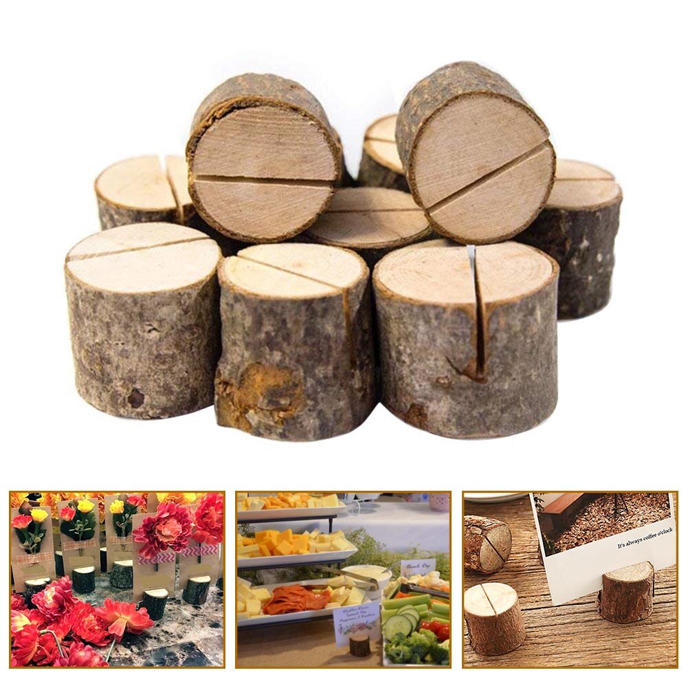 Wood Pile Name Place Card Photo Holders Wooden Bar... – Grandado