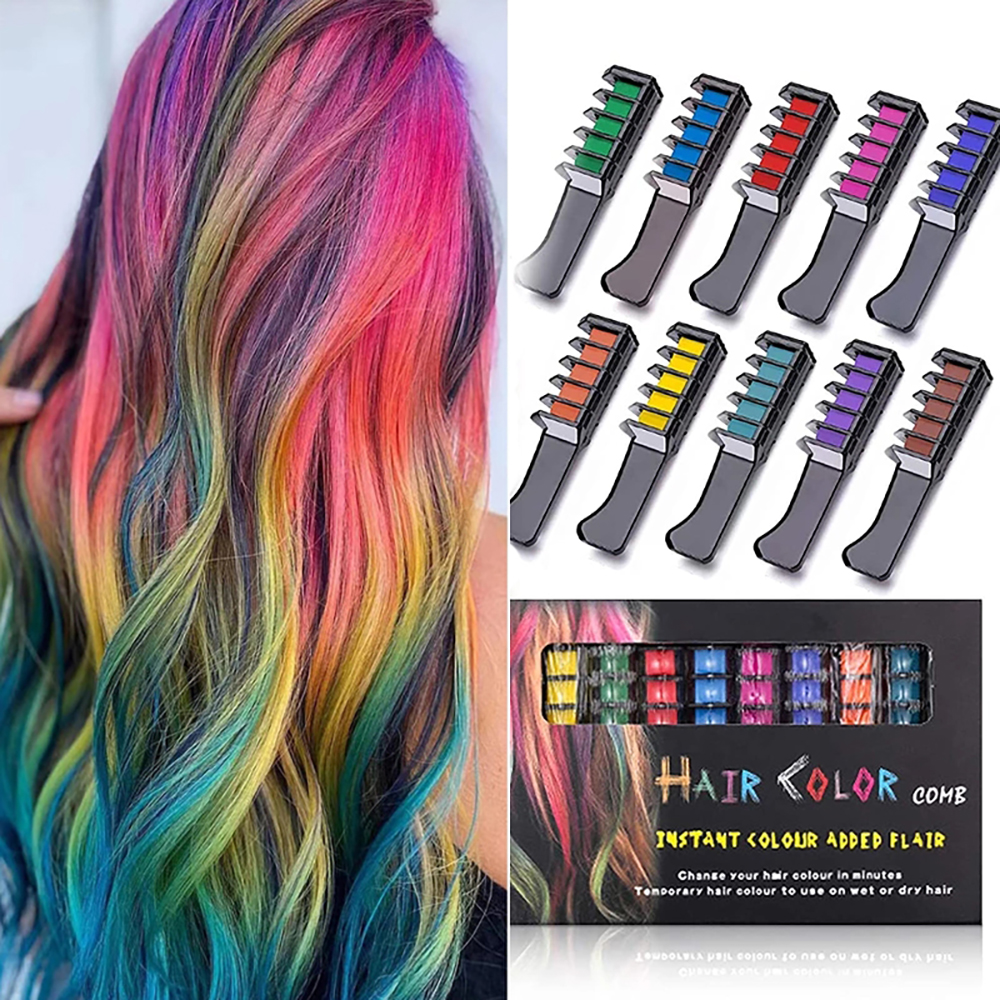 10 Color Set Temporary Hair Chalk Color Comb Dye C... – Grandado