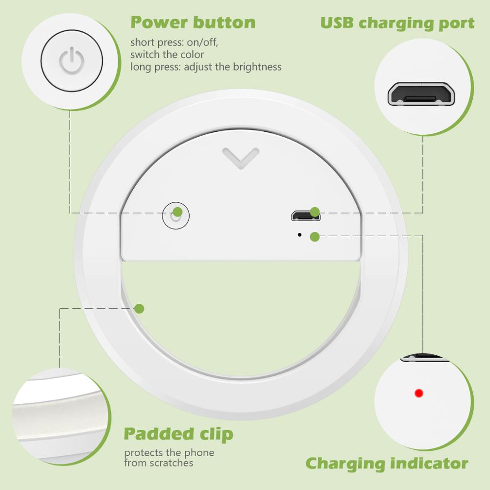 AMIR Selfie Ring Lichter LED Kreis Licht USB Aufla... – Vicedeal