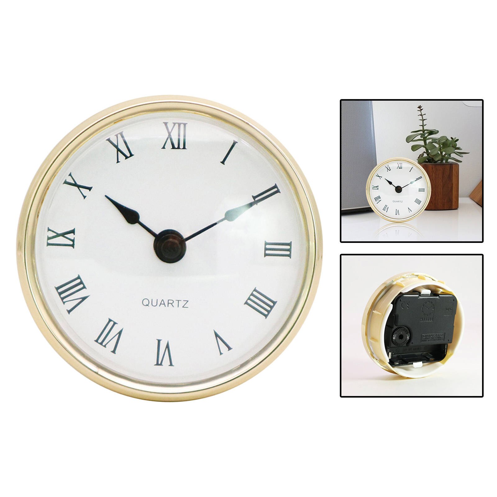 Quiet Clock Insert Roman Numeral Craft Gold Rim Re... – Grandado