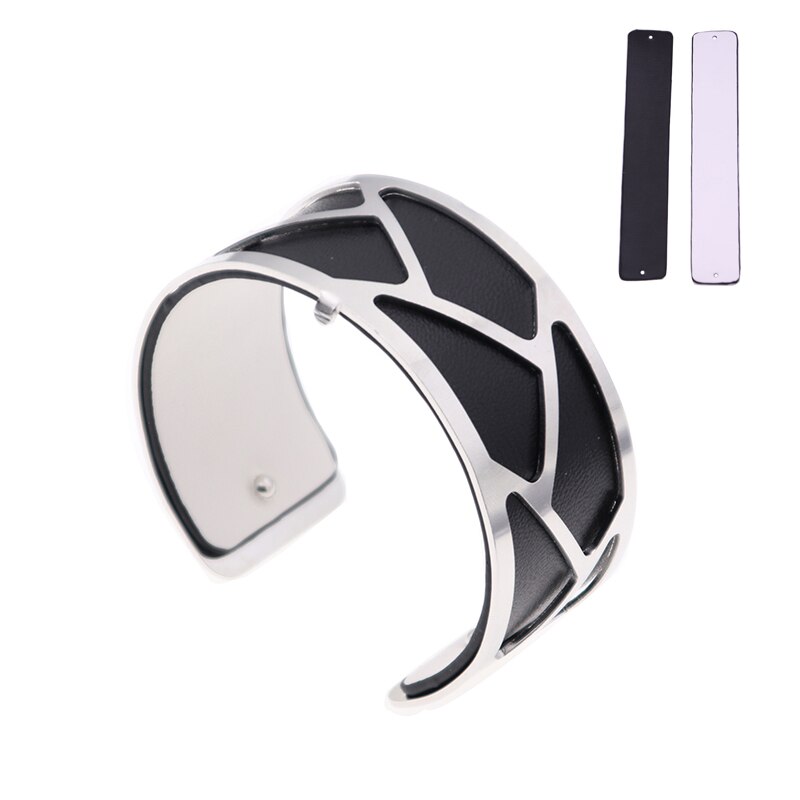 25mm Braid Cuff Bracelet Silver Color Finish Rever... – Grandado