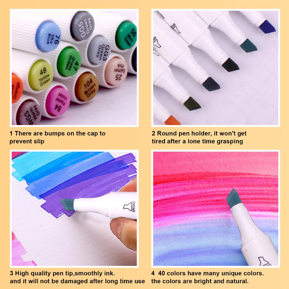 TOUCHNEW 40 Colors Alcohol Art Markers Double Tipp... – Grandado