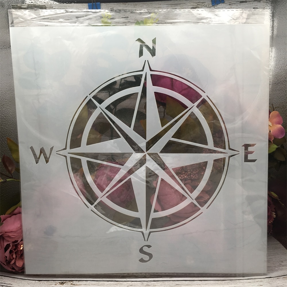 30*30cm Big Compass Navy DIY Layering Stencils Wal... – Vicedeal