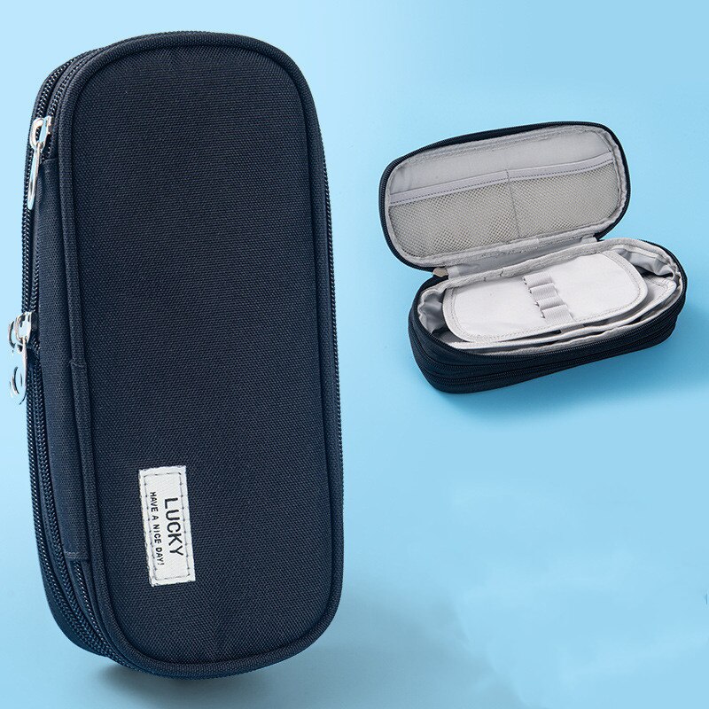 Retractable canvas pencil case Stitching color pen... – Grandado