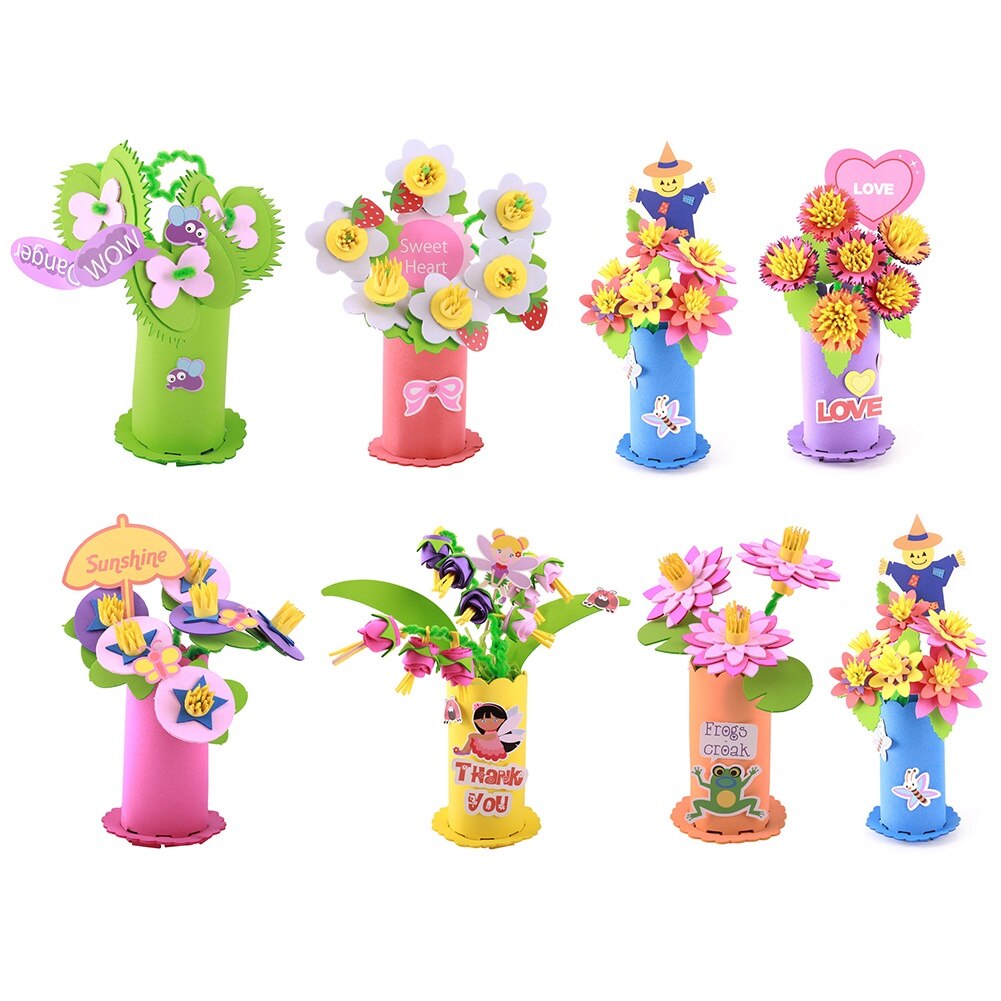 4Pcs/Set Kids DIY EVA Potted Flower Handmade Craft... – Grandado