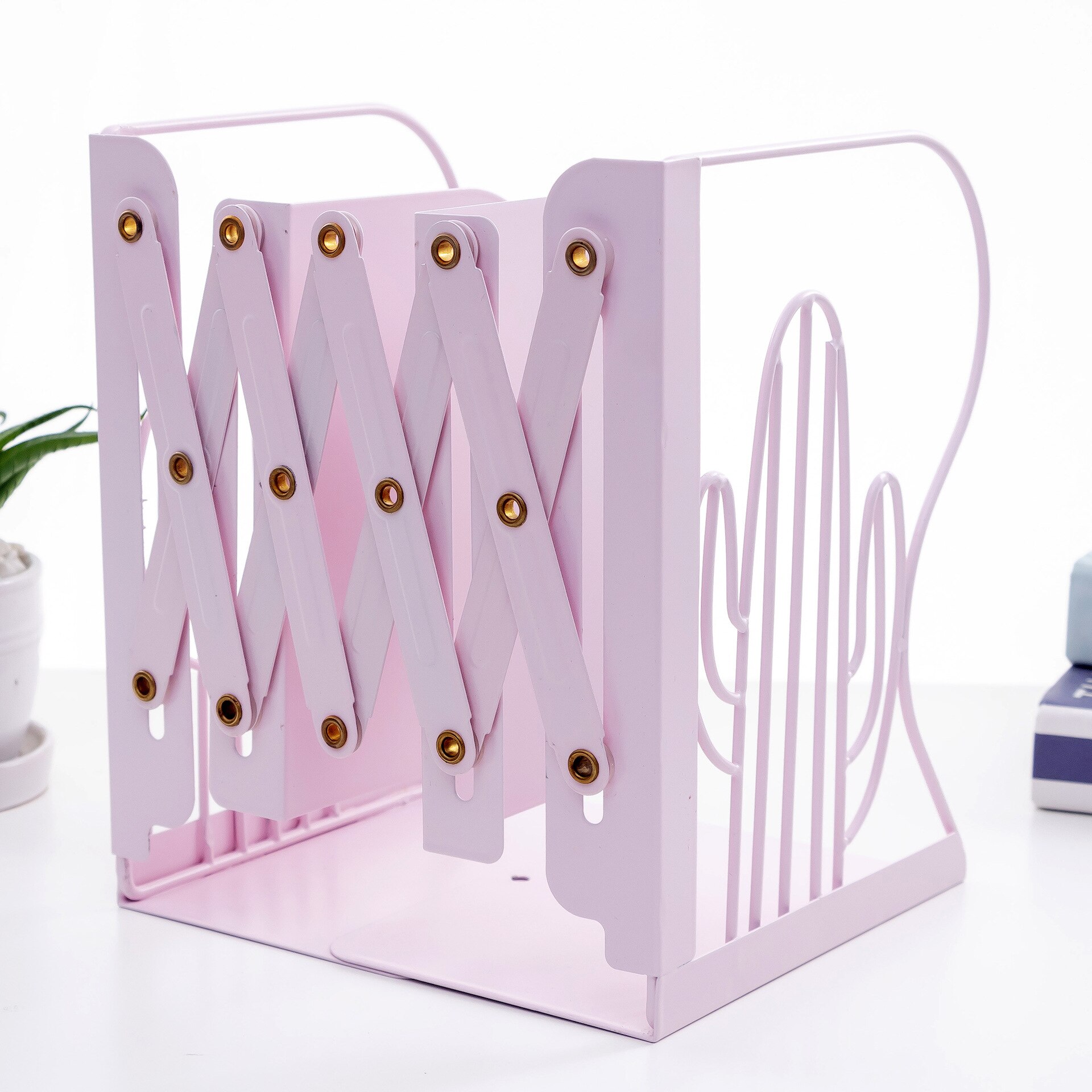 Cactus Adjustable Metal Book Bookends Desk Organiz... – Vicedeal
