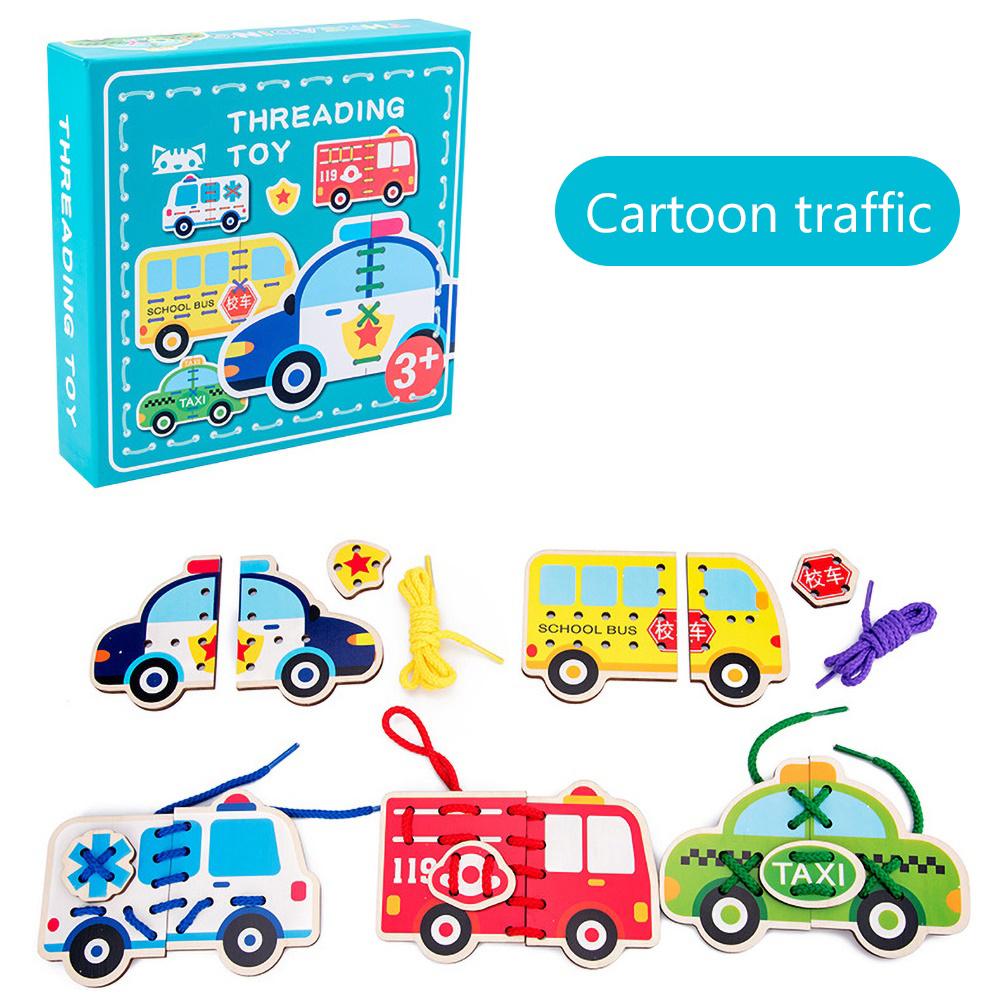 Kids Cartoon Fruit Animal Vegetable Wooden Lacing ... – Grandado