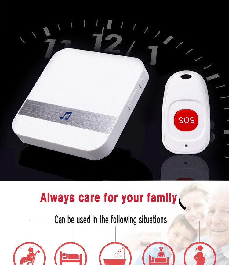 52 Chimes SOS Button Wireless Doorbell 150M 110DB ... – Vicedeal